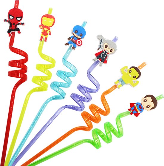 Herbruikbare Rietjes - Voor kinderen en Kinderfeestjes - Superhelden- 8 ...