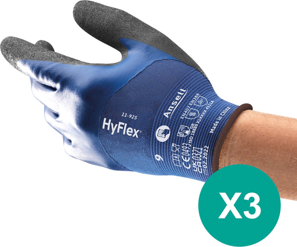 HyFlex® 11-925 - Olieafstotende werkhandschoenen, Mechanische ...