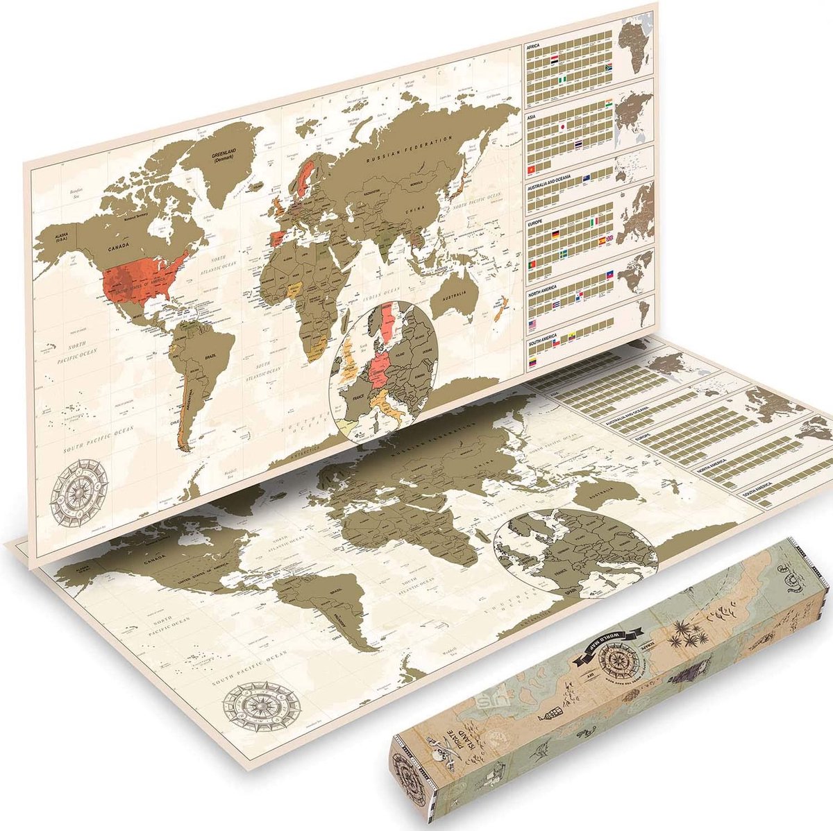 Wereldkaart om te krassen XXL - Vintage wereldkaart - Scratch Off World ...