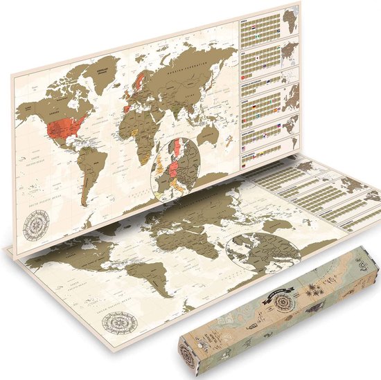 Wereldkaart om te krassen XXL - Vintage wereldkaart - Scratch Off World ...