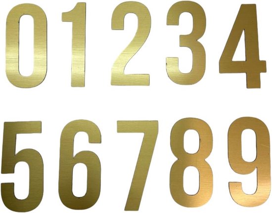 Kunststoffen cijfers - set - plakbaar - aluminium look - koper - 10cm ...