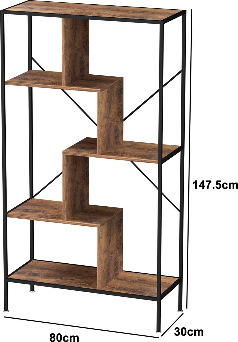 Wandkast boekenkast Stoer - open vakkenkast - industrieel - metaal hout ...