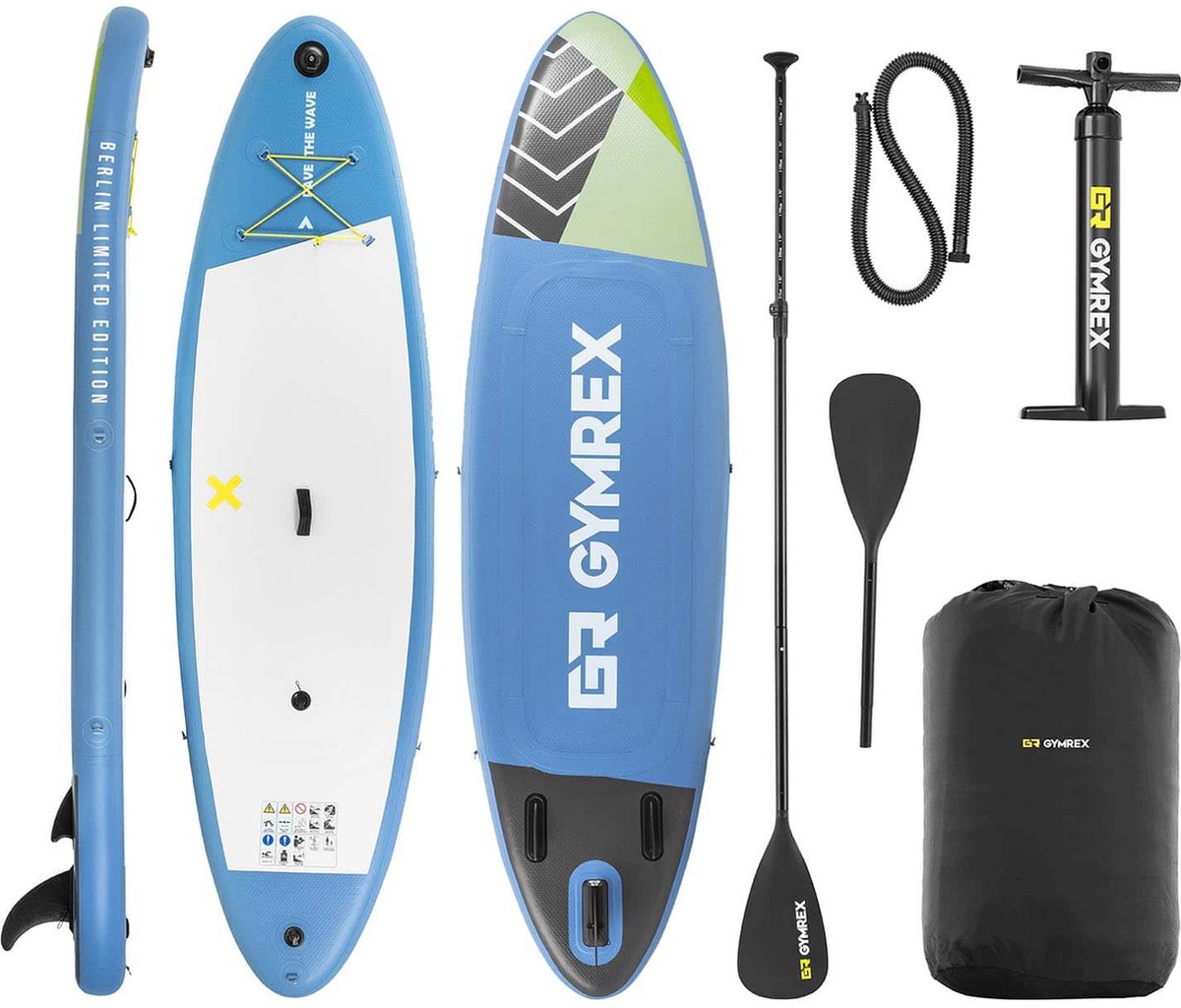 Gymrex Stand Up Paddleboard - gonflable - 105 kg - bleu clair - double ...