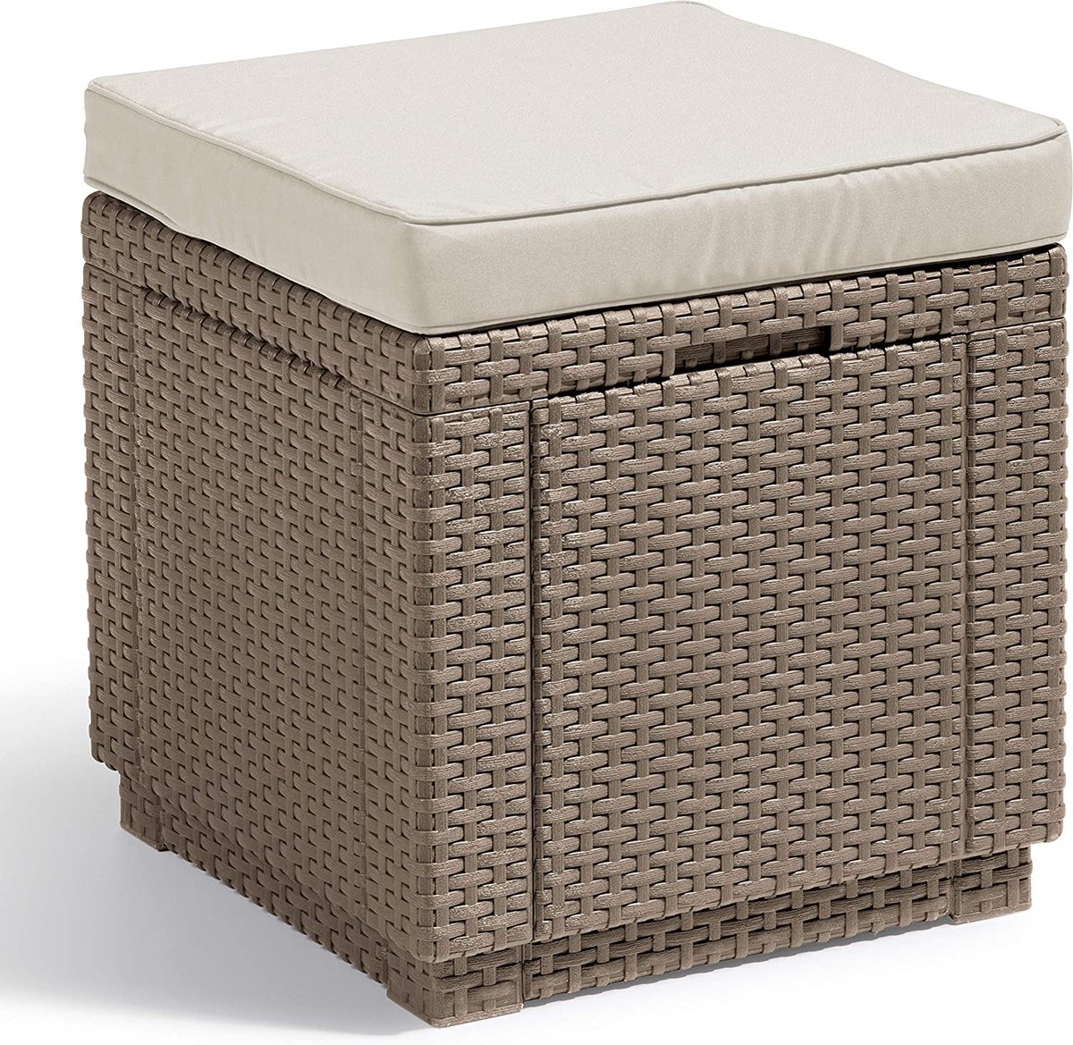 Tabouret cube avec espace de rangement, cappuccino, bisous inclus ...