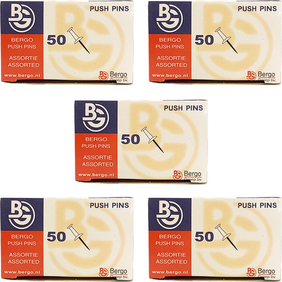 Bergo Push Pins - 250 stuks - gekleurde punaises rood / geel / blauw ...