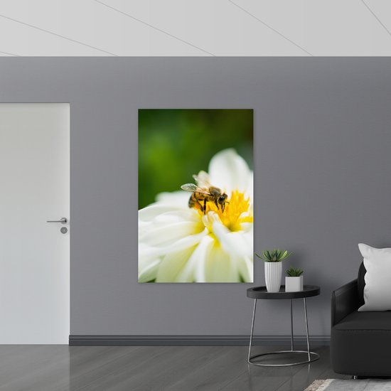 Vlag - Wit met Gele Bloem onder Wesp - 100x150 cm Foto op Polyester ...