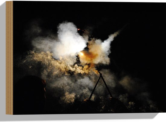 Hout - Man bij Wit met Bruine Rook - 40x30 cm - 9 mm dik - Foto op Hout ...