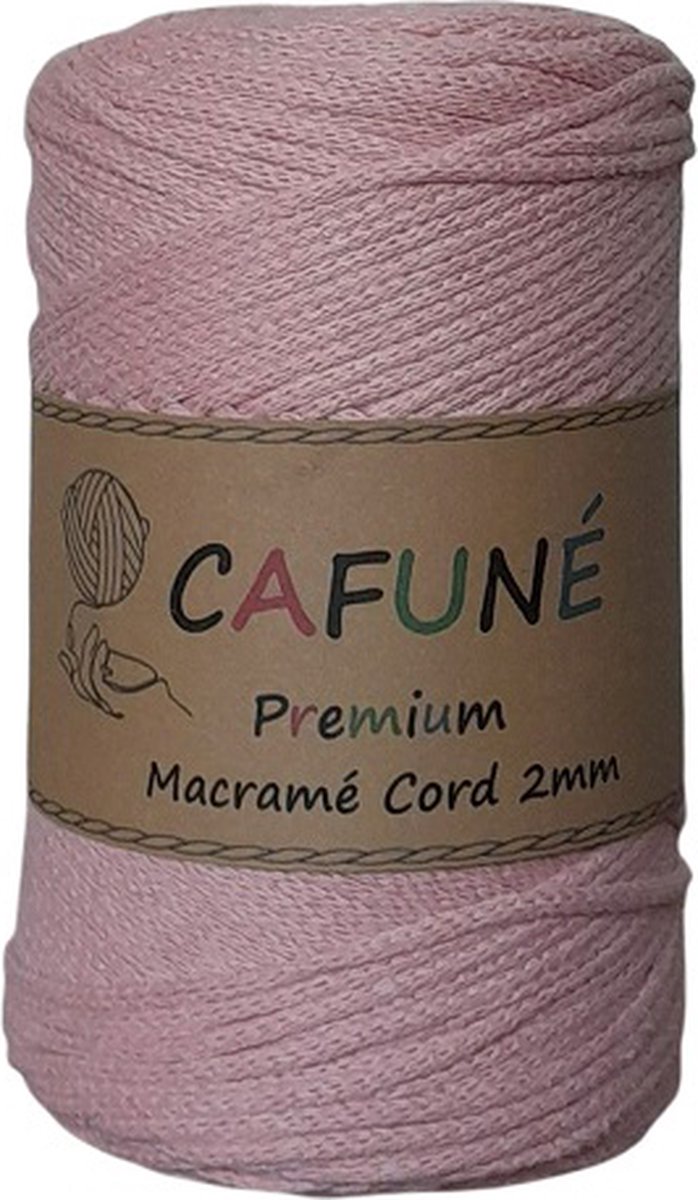 Macrame koord - Premium -2mm-Zalm Roze-230m-250-Gevochten koord ...