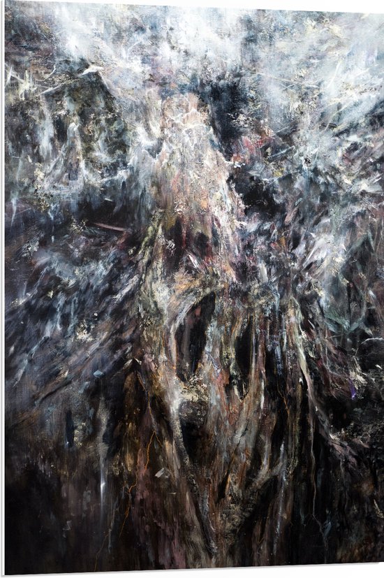 PVC Schuimplaat- Mix van Donkere Kleuren en Witte Details - 70x105 cm ...