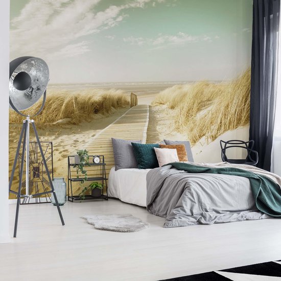 Fotobehang - Vlies Behang - Duinen - Strandpad - Zee - Strand - 254 x ...