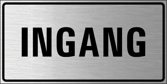 Ingang bord, geborsteld aluminium 200 x 100 mm | bol