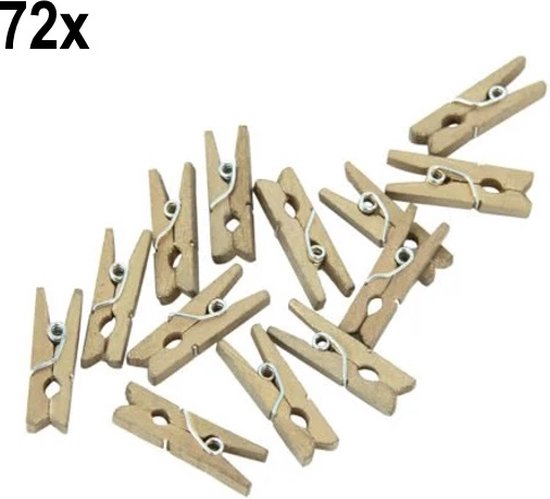 72x Mini Houten Knijpers Goud | bol