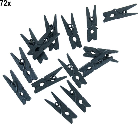 72x Mini Houten Knijpers Zwart | bol