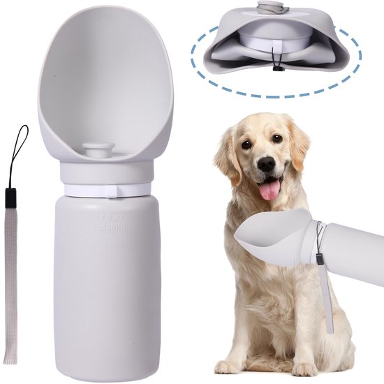 Waterfles voor hond 550 ML, Draagbare waterbeker van siliconen voor ...
