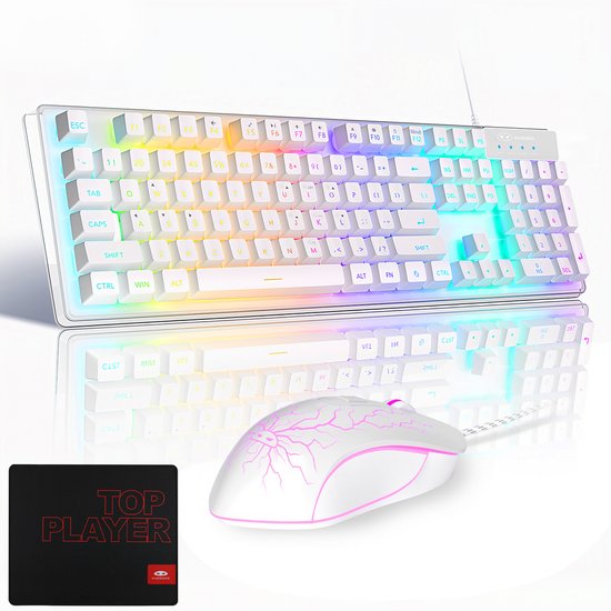 RGB toetsenbord en muis set met kabel, 104 toetsen, 3200 DPI gaming ...