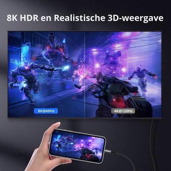 USB-C naar HDMI Kabel – 1 Meter – 8K 60Hz – Ultra HD 4K bij 120Hz | bol