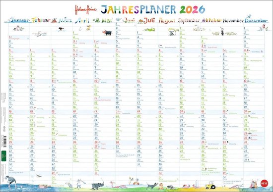 Grote Poster Kalender 2026: Jaarplanner met Liefdevolle Illustraties ...