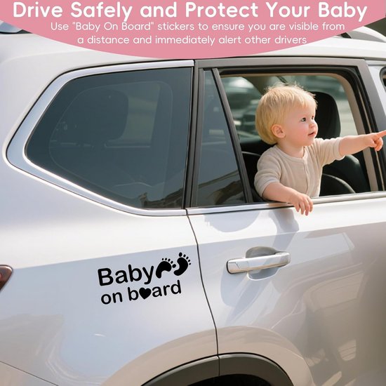 Zichtbare Baby aan Boord Autosticker met Rand en Voetjes - 2 Stuks ...