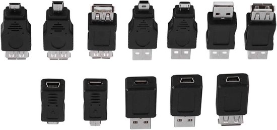 12-delige Mini USB-adapter set - USB2.0 naar mini USB - Zwart - USB ...