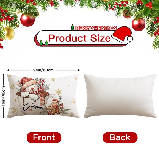 Unyqoos® Set van vier feestelijke kussenslopen met kerstmotief voor ...