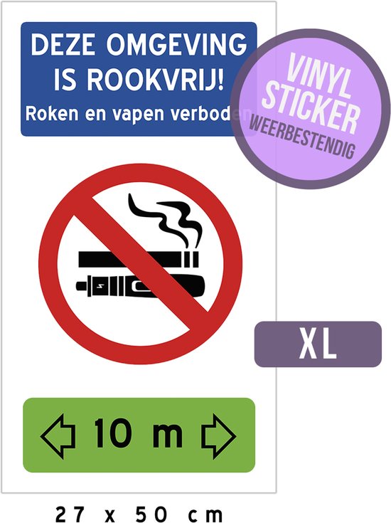 Pictogram/ vinyl stickdr XL | "Deze omgeving is rookvrij! Roken en ...