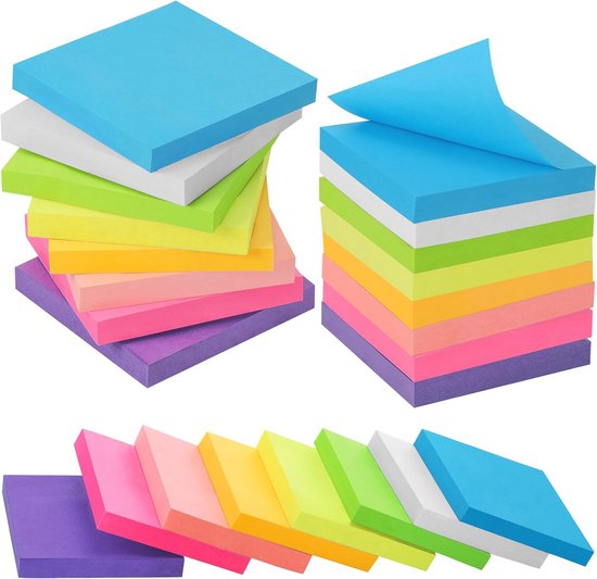 24 Pack Sticky Notes 7x3 inch - 8 Kleuren Zelfklevende Notities voor ...