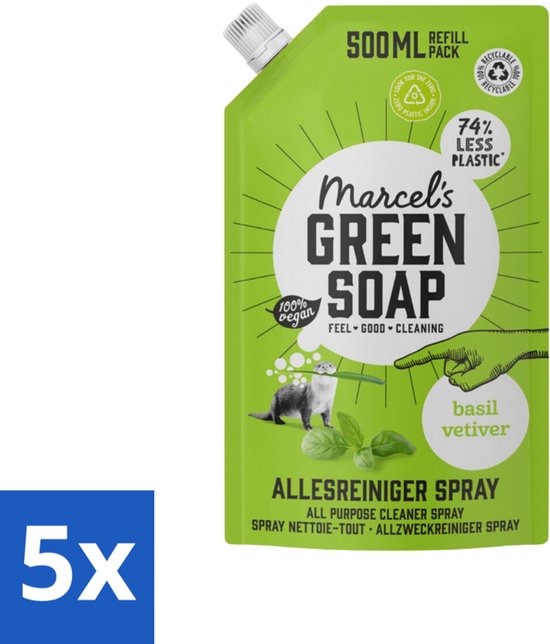 5 x Marcel’s Green Soap – Allesreiniger Spray – Basilicum & Vetivergras ...