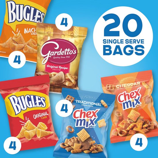 Snackmix Variatiepakket - Bugles, Nacho Cheese, Gardetto's en Chex Mix ...