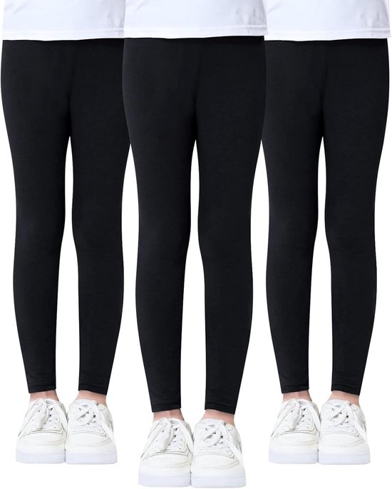 Meisjes Legging Pack van 3 - Effen Katoenen Lange Broeken | bol