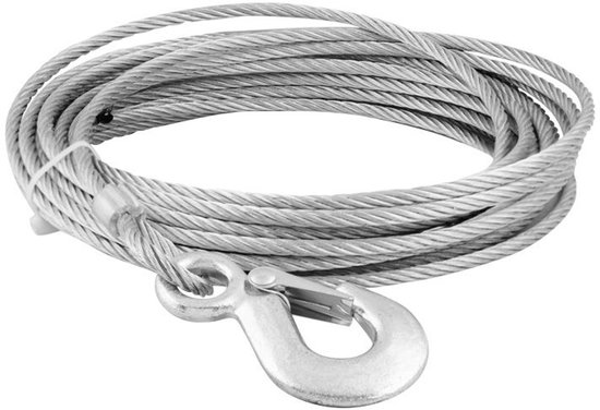 Staaldraad voor lier - 6 mm - 10 meter - Met haak | bol
