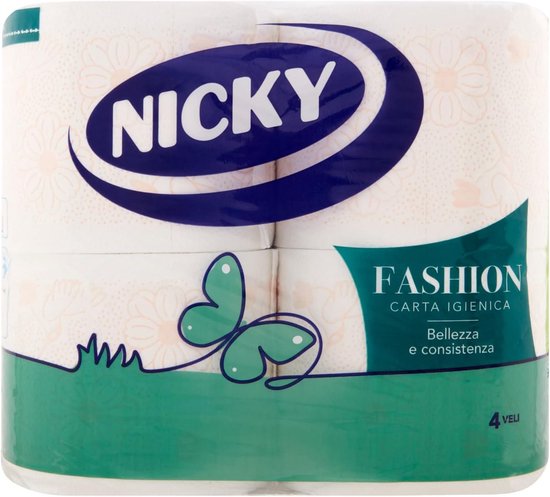 Nicky Fashion Toiletpapier, 4 rollen toiletpapier, 165 pluizige 4 ...