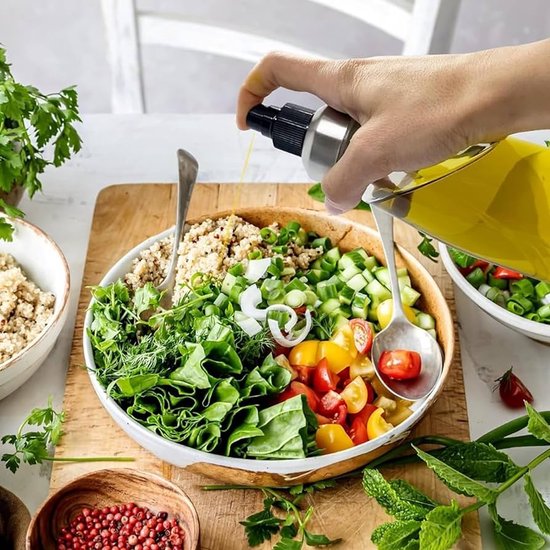 Olie- en azijnspray - Herbruikbare glazen dispenser - 330 ml | bol