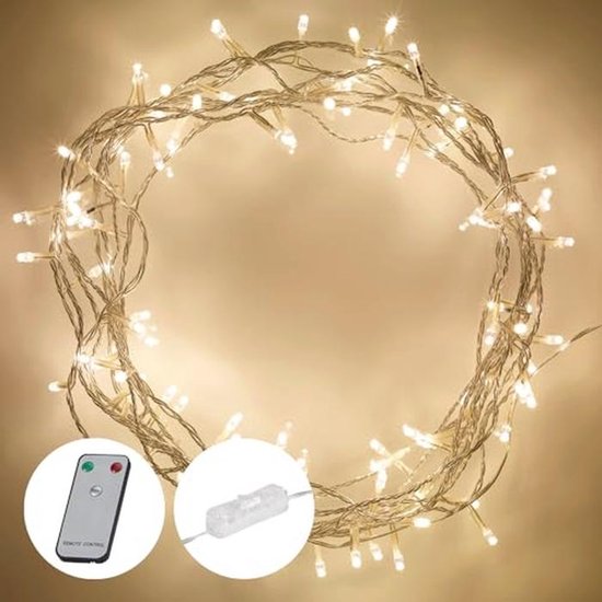 Lights4fun 100 warm white LED fairy lights for indoors, light chain ...