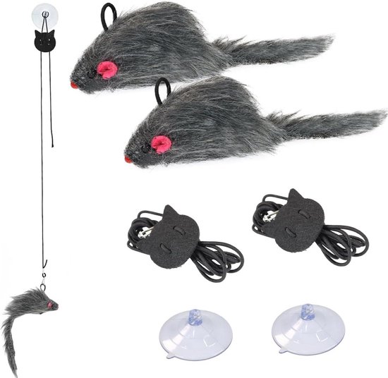 2 Stuks Hangend Kat Muizen Speelgoed voor Deur - Interactief en ...