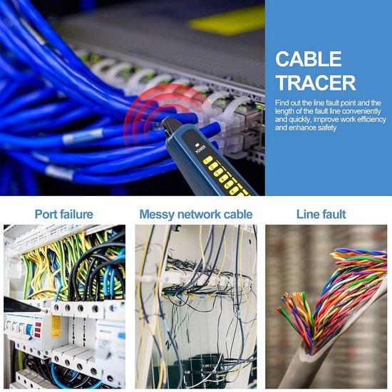 Kabelzoeker en Netwerk Kabeltester voor Telefoonlijnen, RJ45, BNC en ...