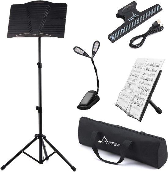 Pupitre à Musique Pliable avec Lampe et Étui de Transport - Réglable et ...