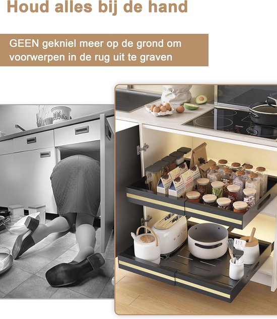 Uitbreidbare Uittrekbare Keukenladen - Kastorganizer en Telescopische ...