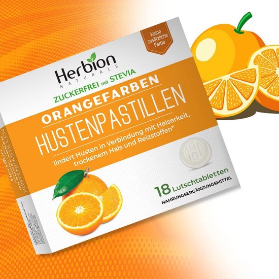 Suikervrije hoestbonbons met sinaasappelsmaak - 18 zuigtabletten voor ...