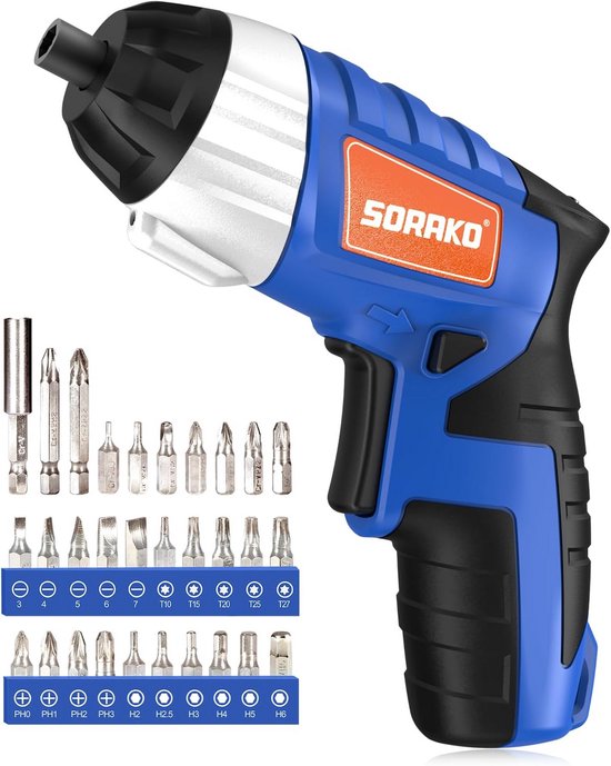 Tournevis à Batterie Sans Fil - Compact, 6 Nm Couple, L 30 Accessoires ...