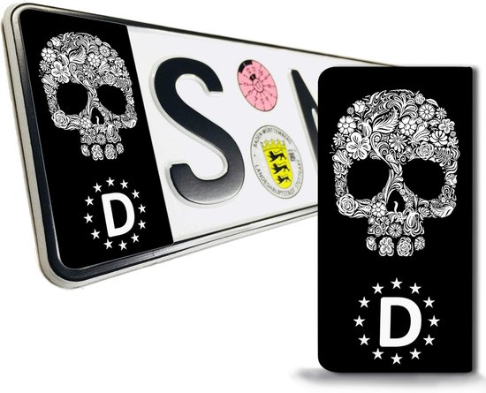 Vinyl sticker nummerplaat kenteken skull en doodskop voor auto en ...