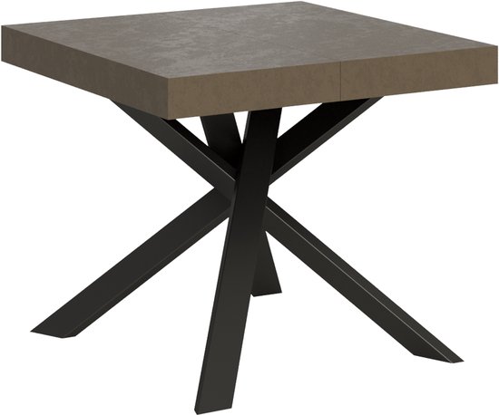 Uitschuifbare tafel 90/194x90 cm Clerk duifgrijs met antraciet poten | bol