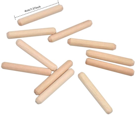 Houten deuvels voor doe-het-zelf projecten - 100 stuks, 6 mm x 40 mm | bol