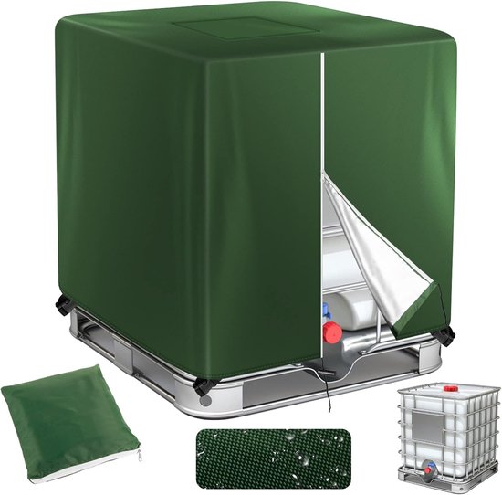 IBC watertank/regenton hoes – 420D groene cover met rits - 1000L (275 ...