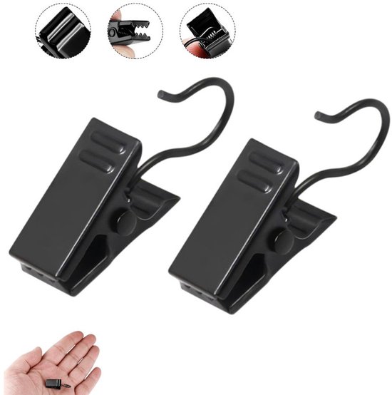 2 stuks - Gordijnhaken Clips - Gordijnclip - 3,2 cm - Zwarte klem ...