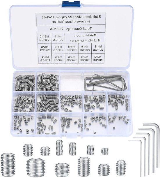 CSGoods - Assortiment stelschroeven met 240 stuks, inbusschroeven en ...