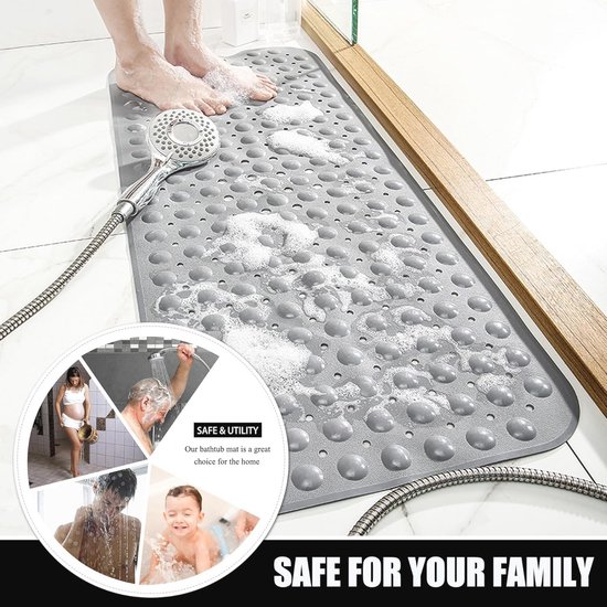 Grote antislip badmat, extra lange badmat voor bad, 104 x 40 cm ...