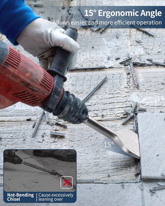 SDS Plus Beitel voor Tegels - 165 mm x 75 mm, 42CrMo Staal | bol