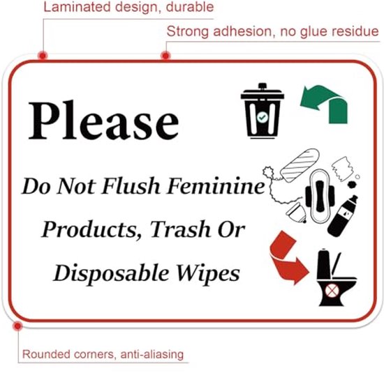 6pcs Stickers For Female Products Not Flushed Toilet Plates Smartsigns ...