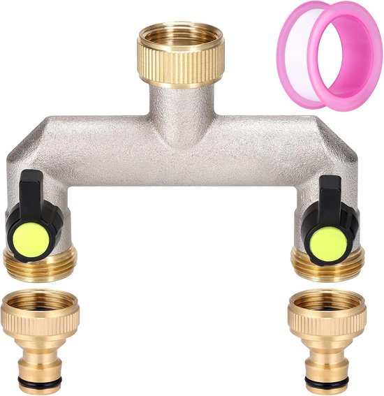 2-Way Tap Water Distributor - Brass Water Distributor for 2 Devices ...