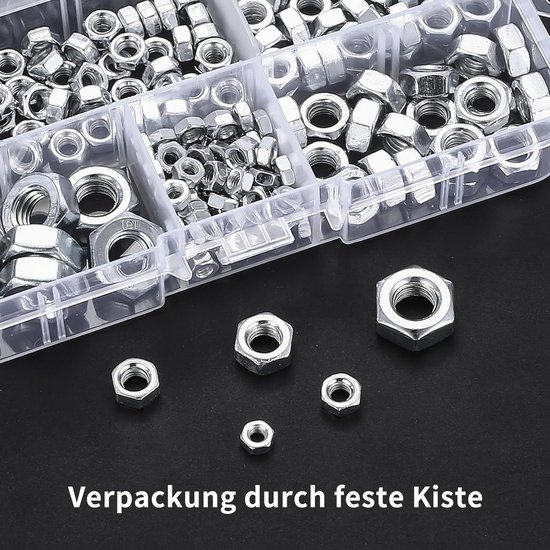 Zeskantmoeren Set 200 Stuks - Assortiment M3 M4 M5 M6 M8 - Zelfborgende ...